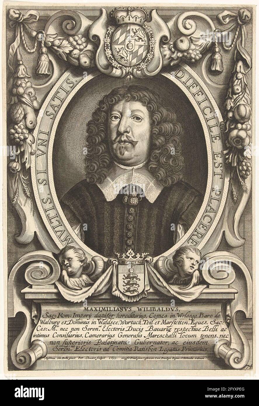 Portrait of Maximilian Willibald. Cartouche with portrait in oval list ...