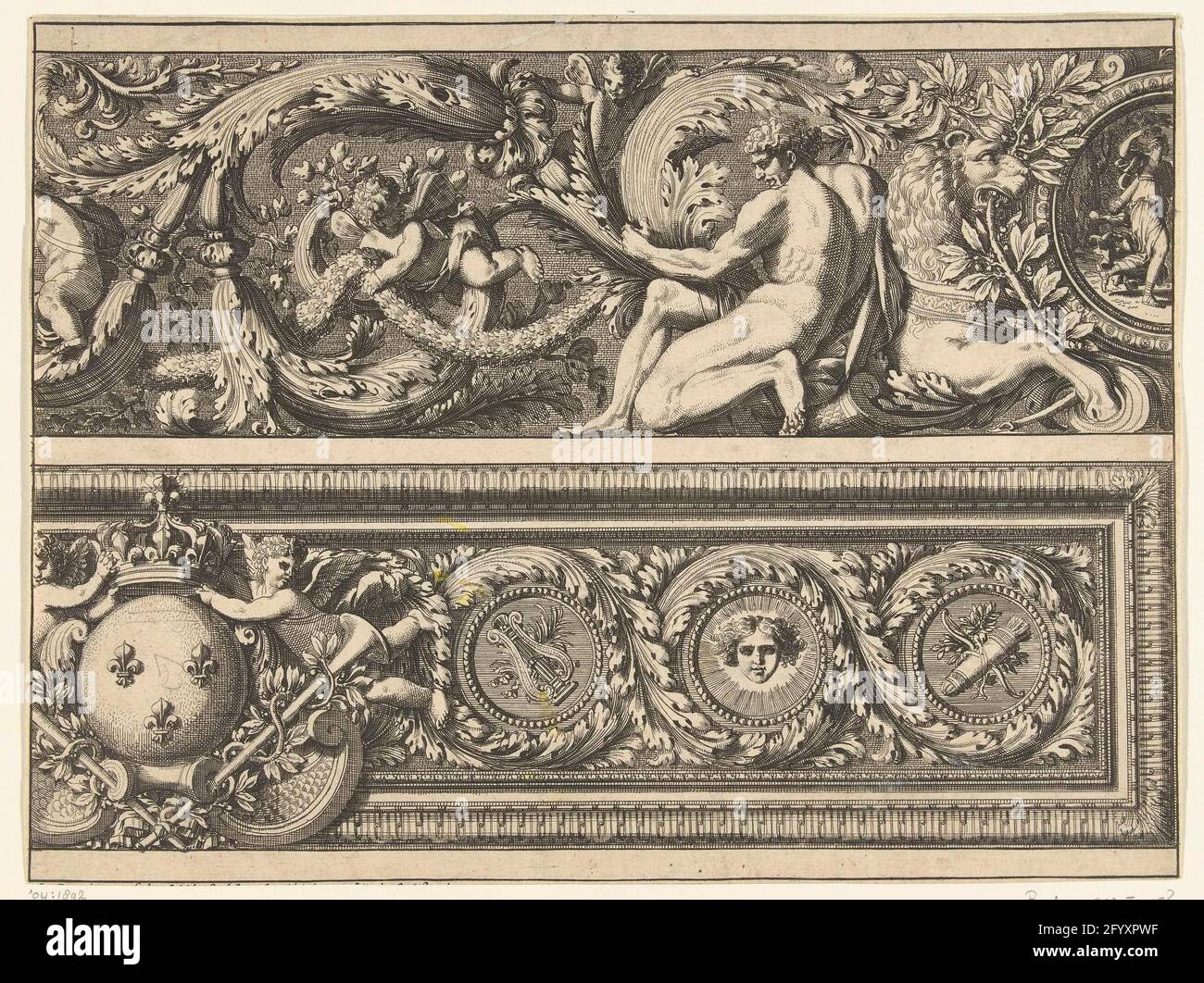 Two Frisians with leaf refines; Frisians. At the bottom of a sphere ...