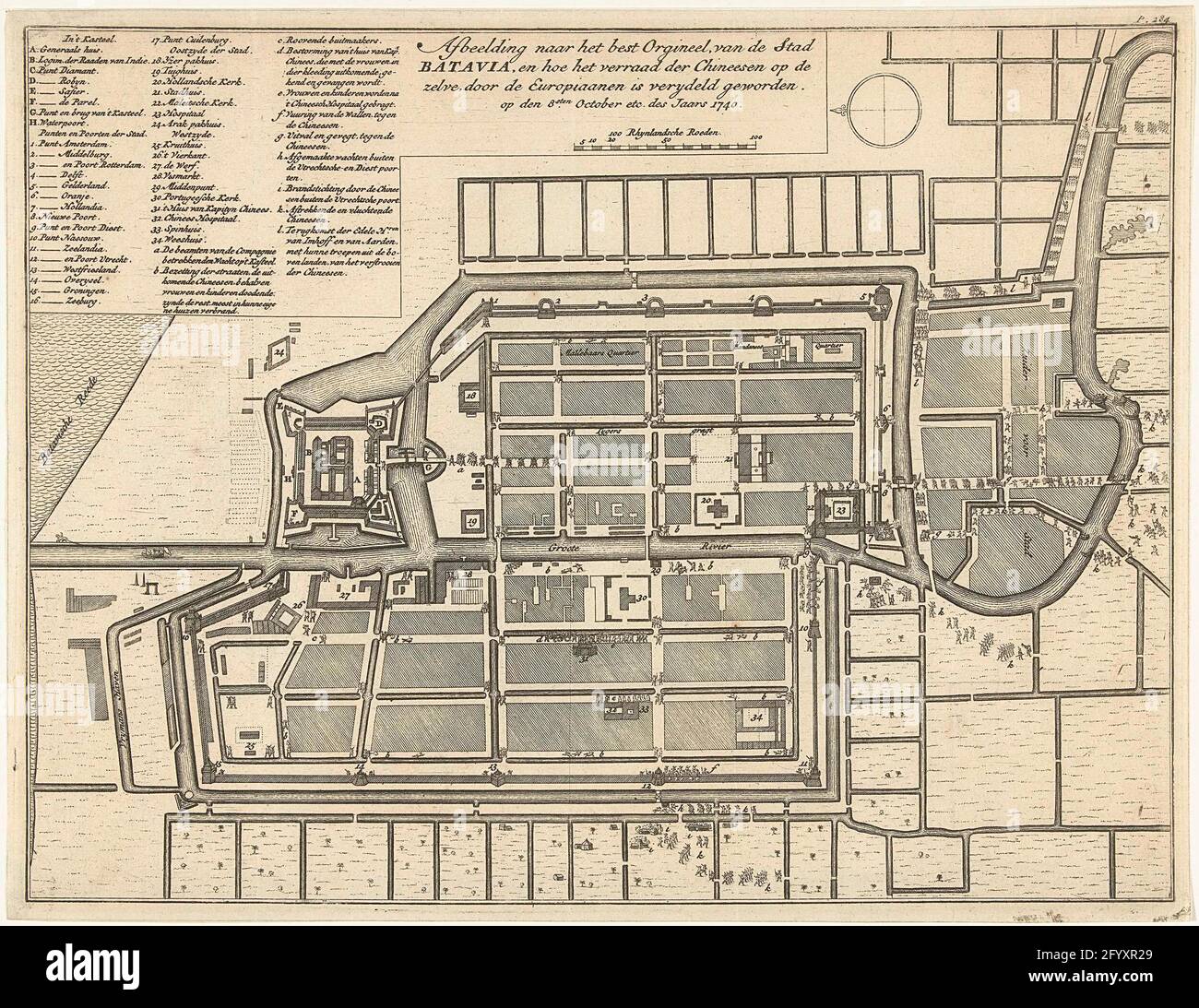 Map of Batavia with the murder of Chinese, 1740; Image to the best ...