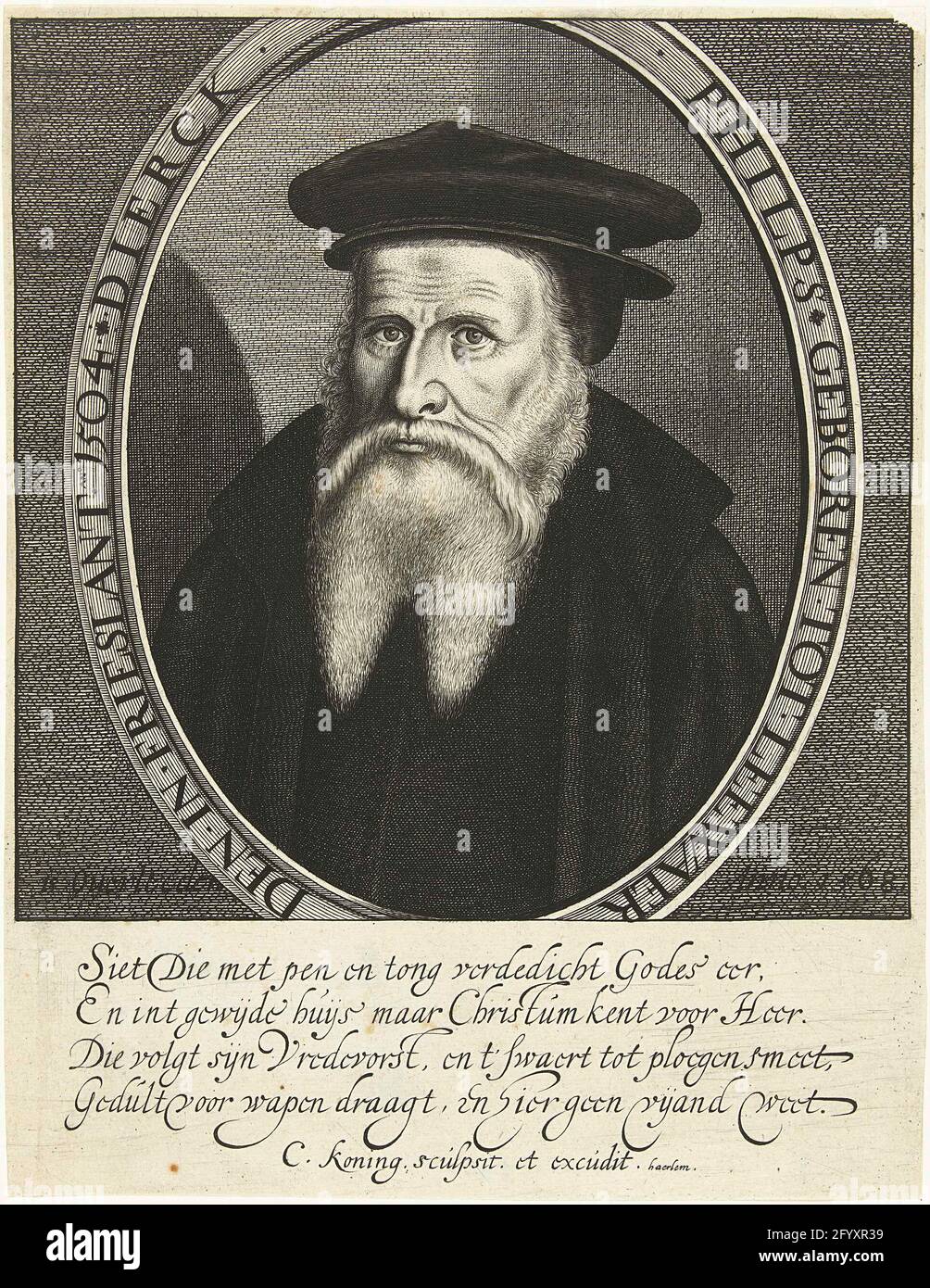Portrait of Dirk Philips. Bust of the Theologian Dirk Philips, in oval ...