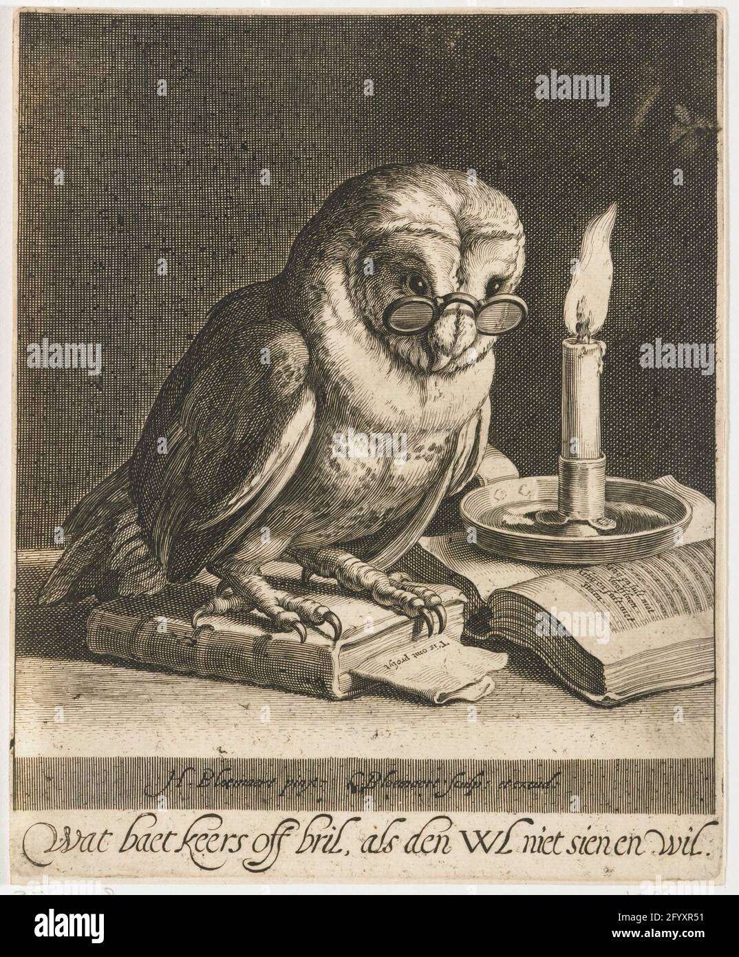 Owl with glasses and books. An owl with glasses on the nose resting on ...