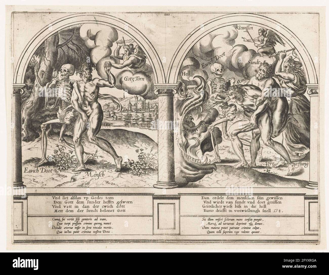 The sinful man driven to hell by God's wrath; Heilsweg of man. Two ...