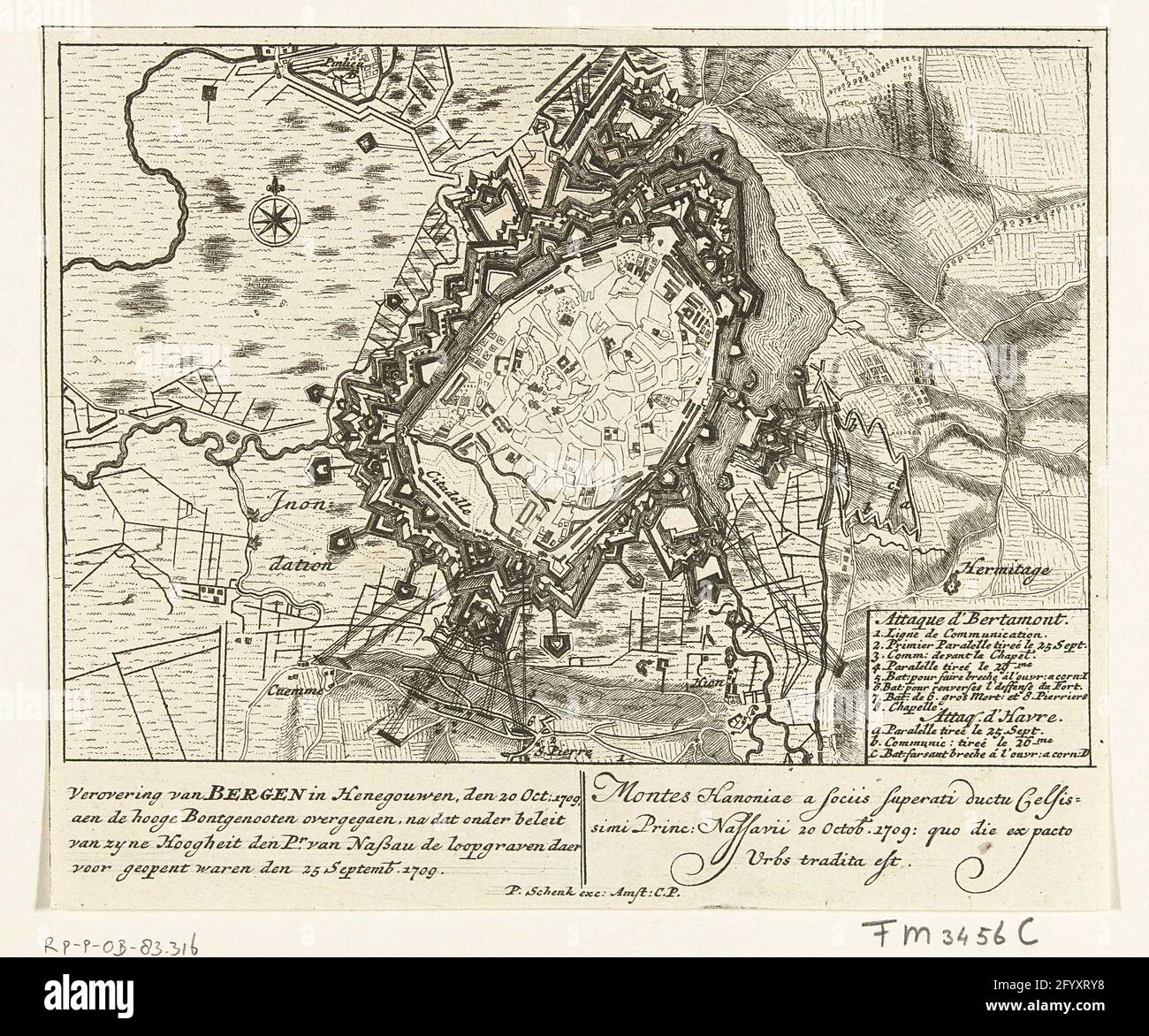 Conquest of mountains, 1709; Conquest from Bergen in Hainaut, the 20 ...
