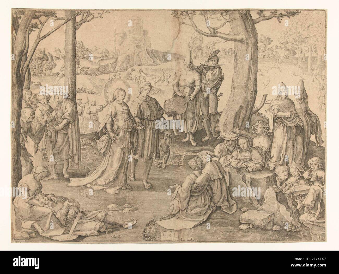 Maria Magdalena's dance. In a landscape, Mary Magdalene dances with a ...