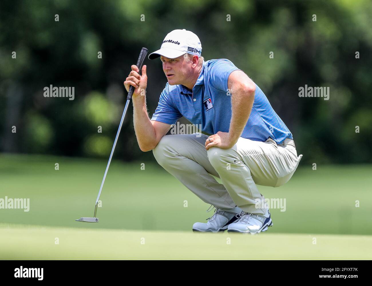 May 29, 2021: Adam Long assesses his putt during the third round of the ...