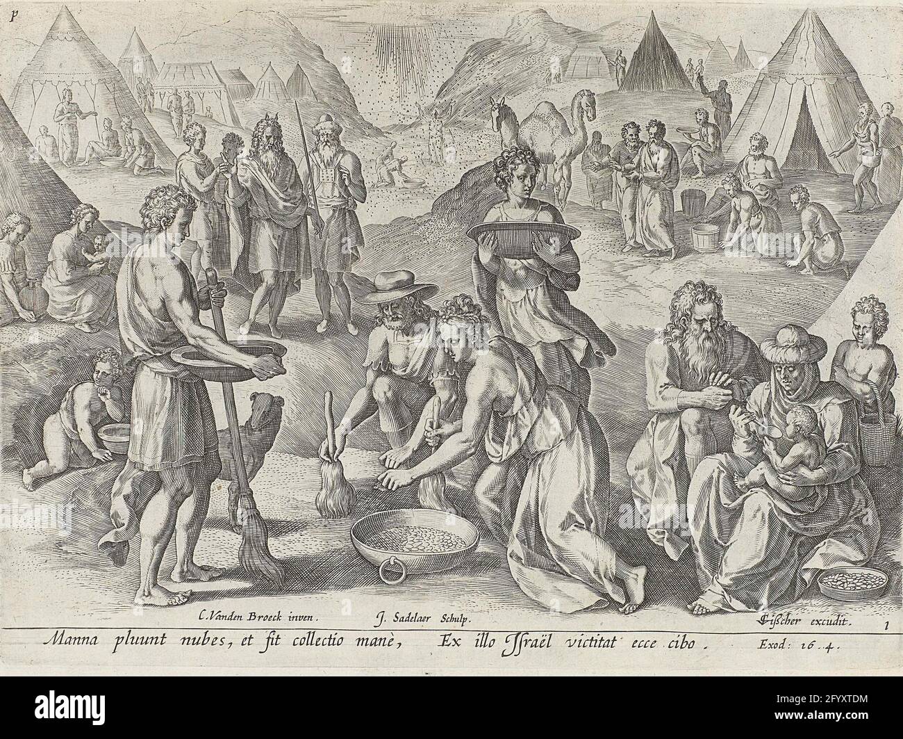 Collect the manna; History of Moses after the Exodus; Theatrum Biblicum ...