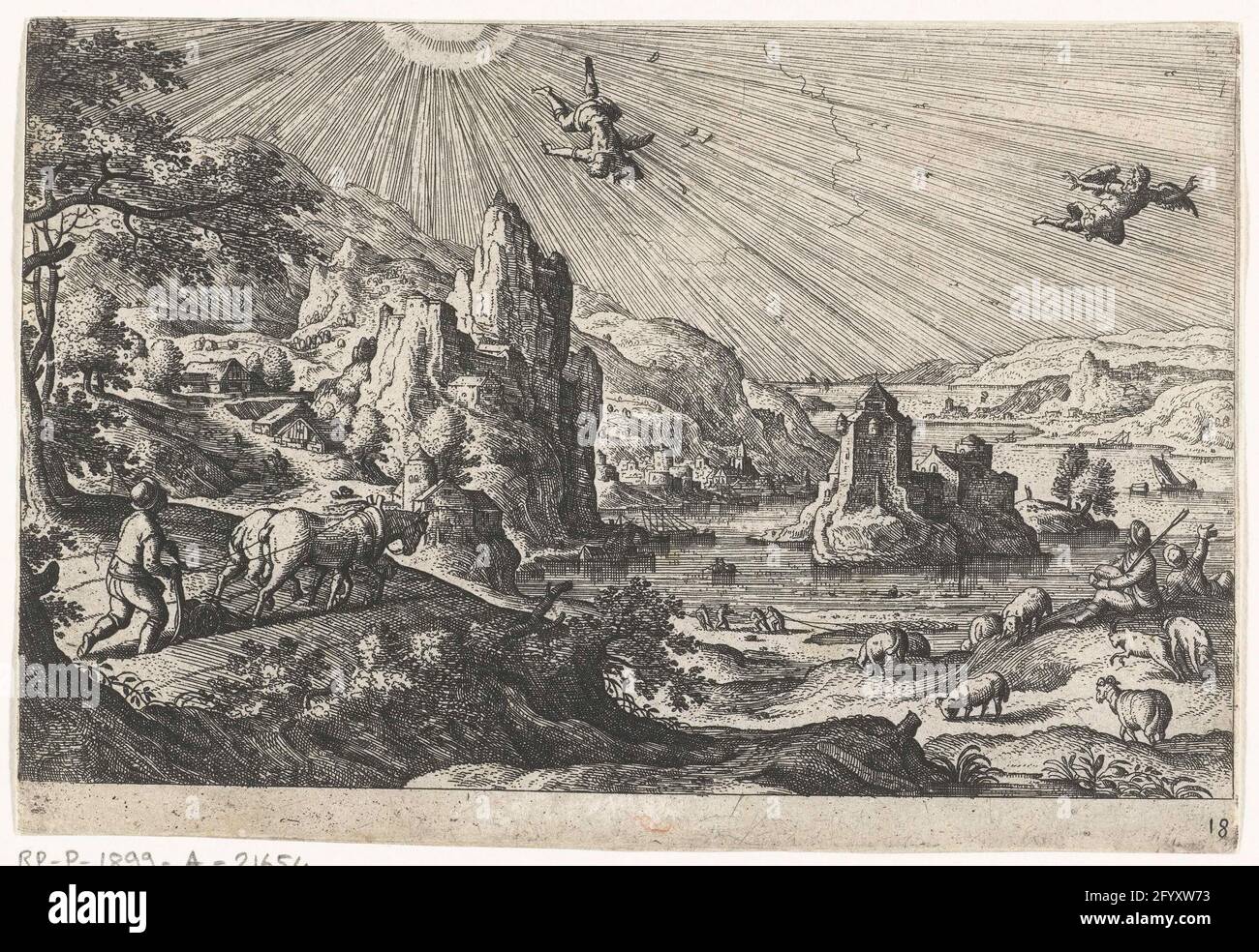 Fall of iCarus; Landscapes with mythological and biblical performances ...