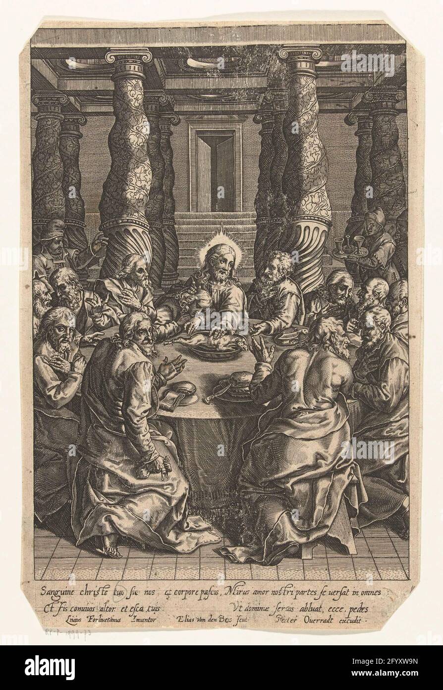 Last Supper. Last supper: Christ is in the middle and puts his left ...