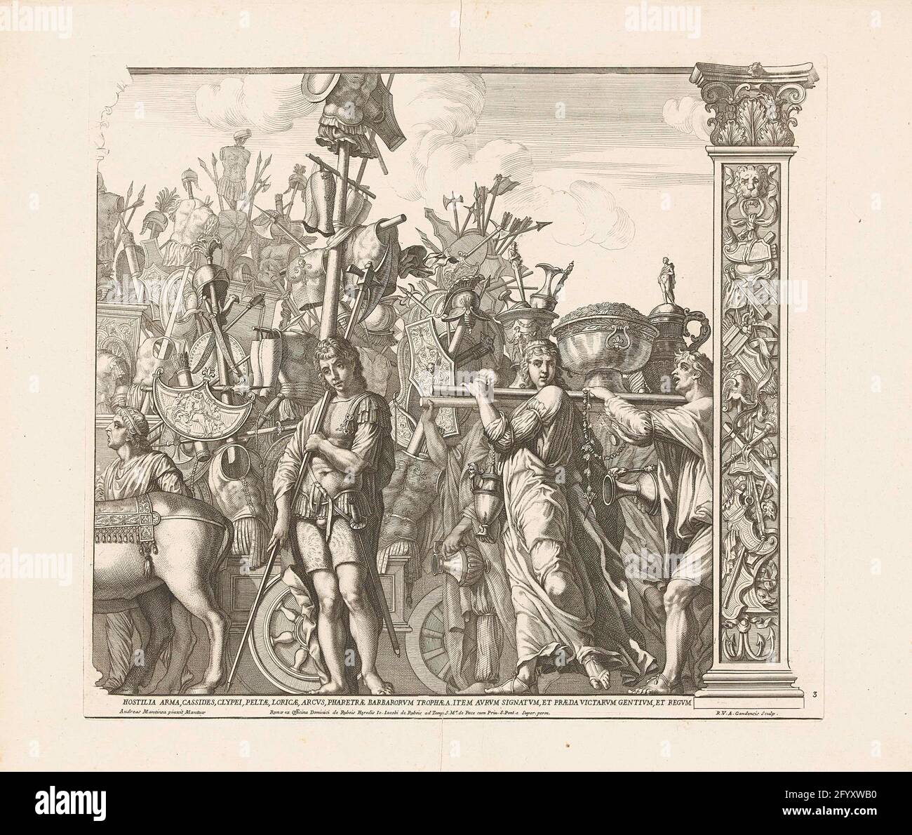 Soldiers carry the loot-made equipment from the enemies; Triumph of ...