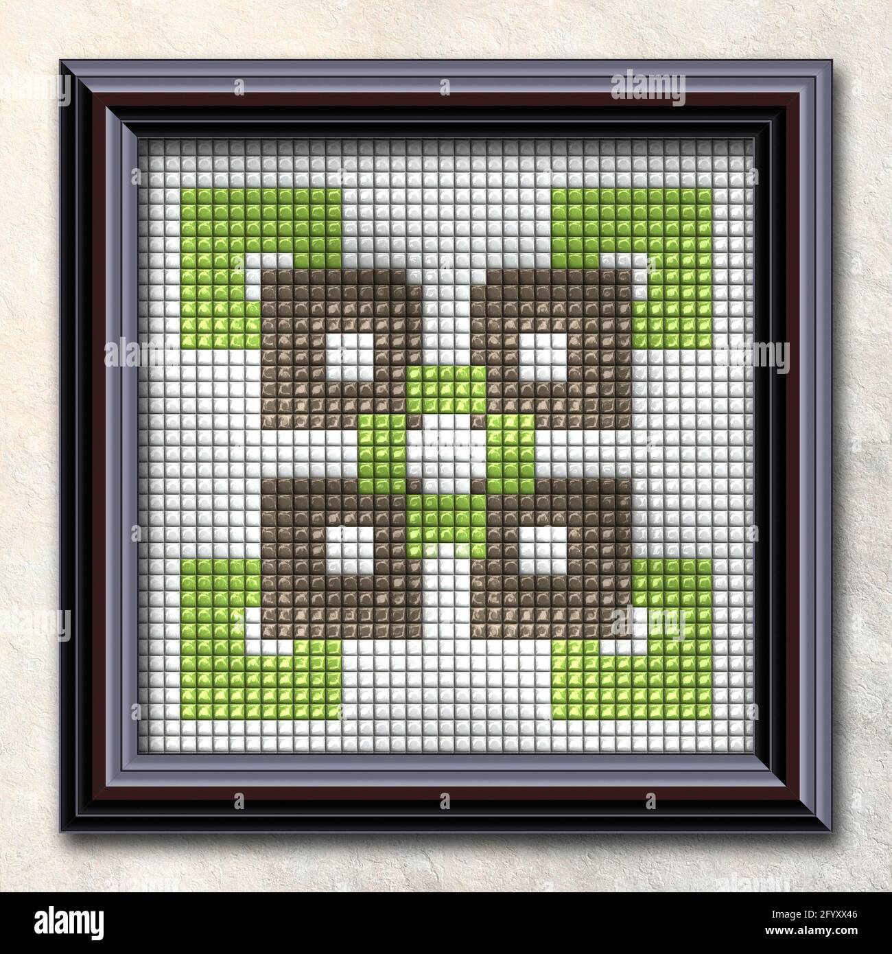 3D rendering combo artwork withpuff pixels fractal in elegant frame ...