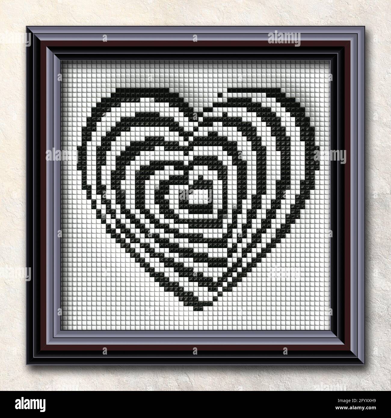 3D rendering combo artwork withpuff pixels fractal in elegant frame ...