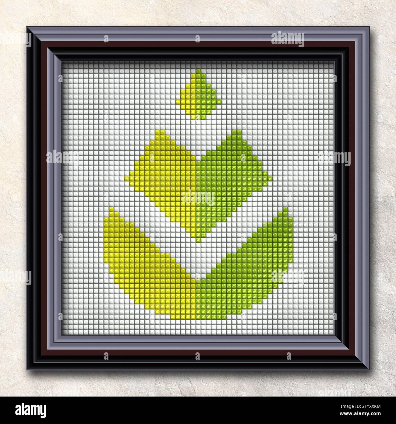 3D rendering combo artwork withpuff pixels fractal in elegant frame ...