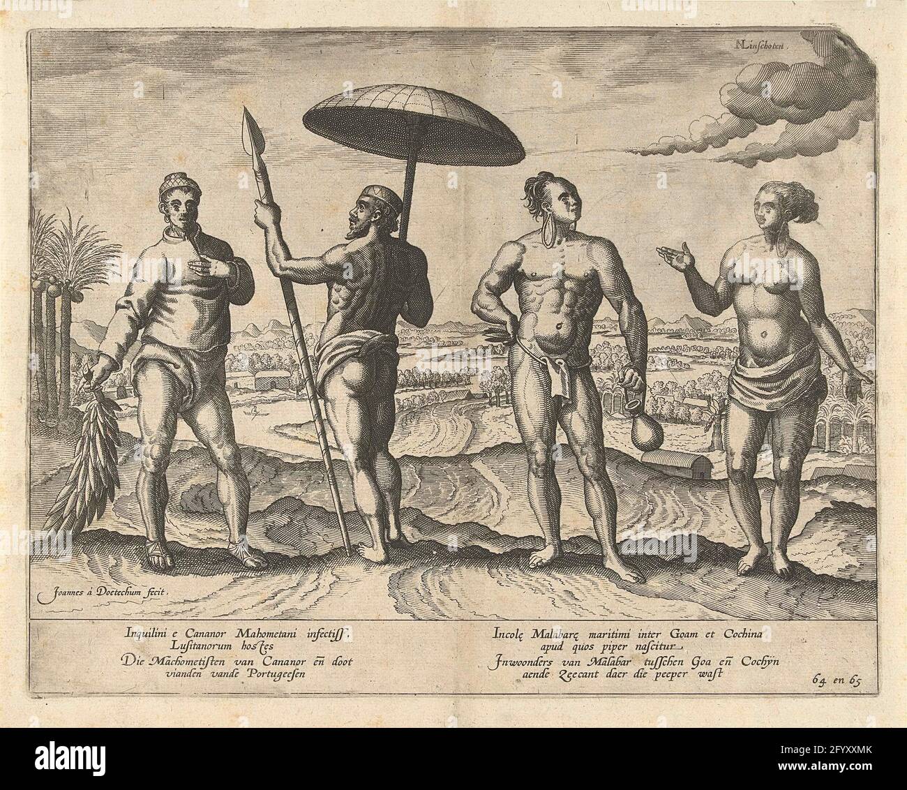 Two men from Cananor and a couple from Malabar. Image of the indigenous ...