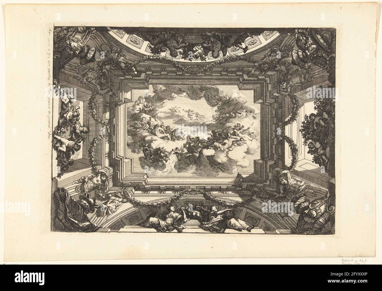 Trompe-l'oeil ceiling with mythological representation; Ceilings ...
