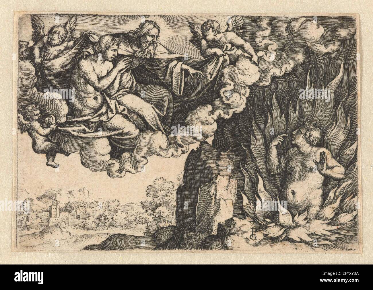 Rich man in hell and Lazarus in heaven at Abraham; Parable from Lazarus ...