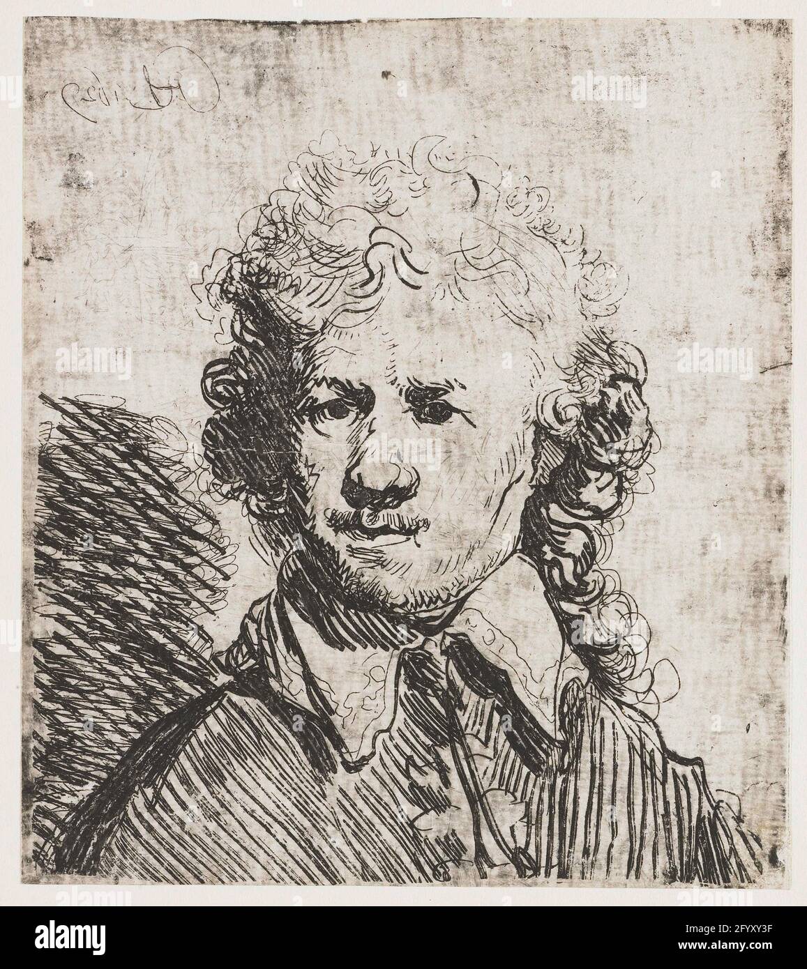 Self-portrait, bareheads: bust, rough etched Stock Photo - Alamy