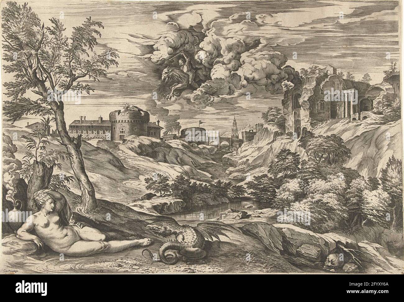 Landscape with ruggiero frees angelica. Landscape with knight ruggiero ...