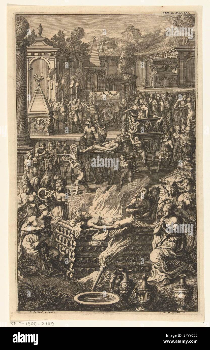 Antique funeral procession. A burial procession runs at an antique ...