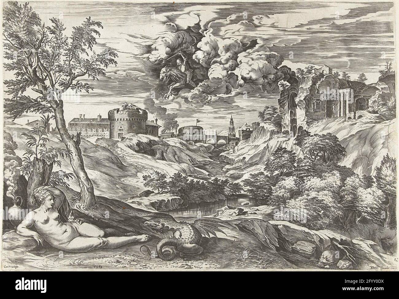 Landscape with ruggiero frees angelica. Landscape with knight ruggiero ...