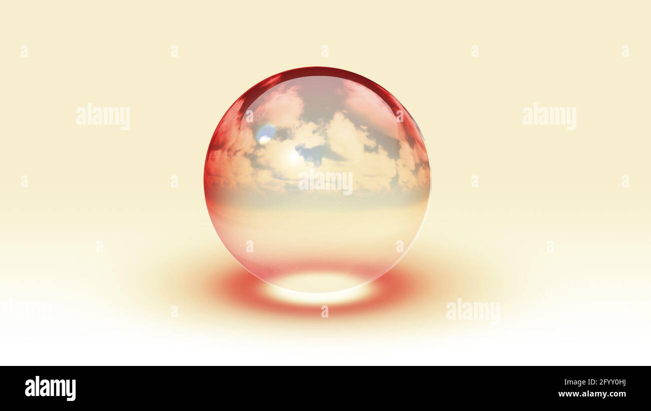 Sky and clouds inside bubble. 3D rendering Stock Photo - Alamy