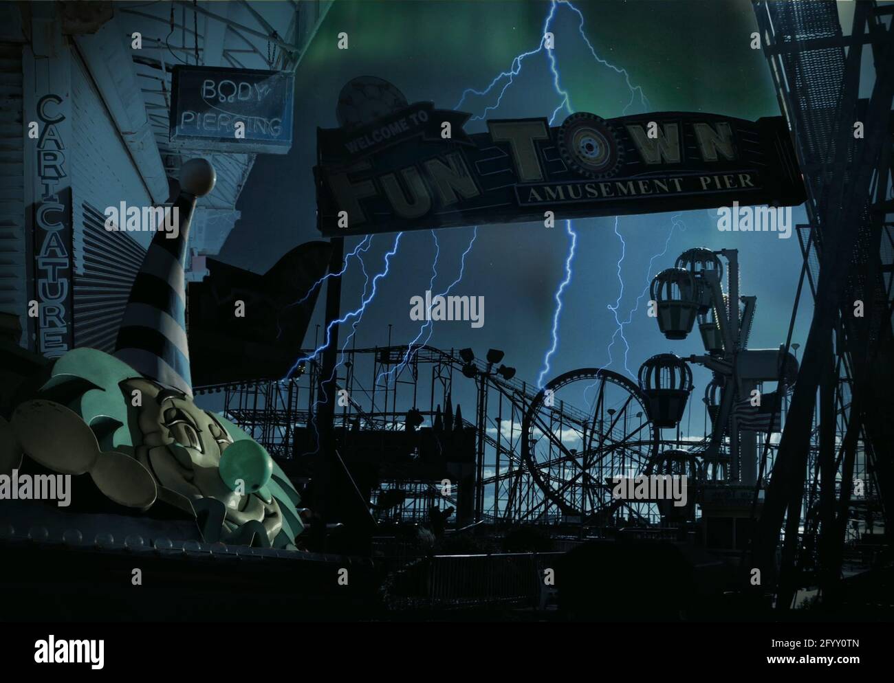 Spooky amusement park. 3D rendering Stock Photo - Alamy