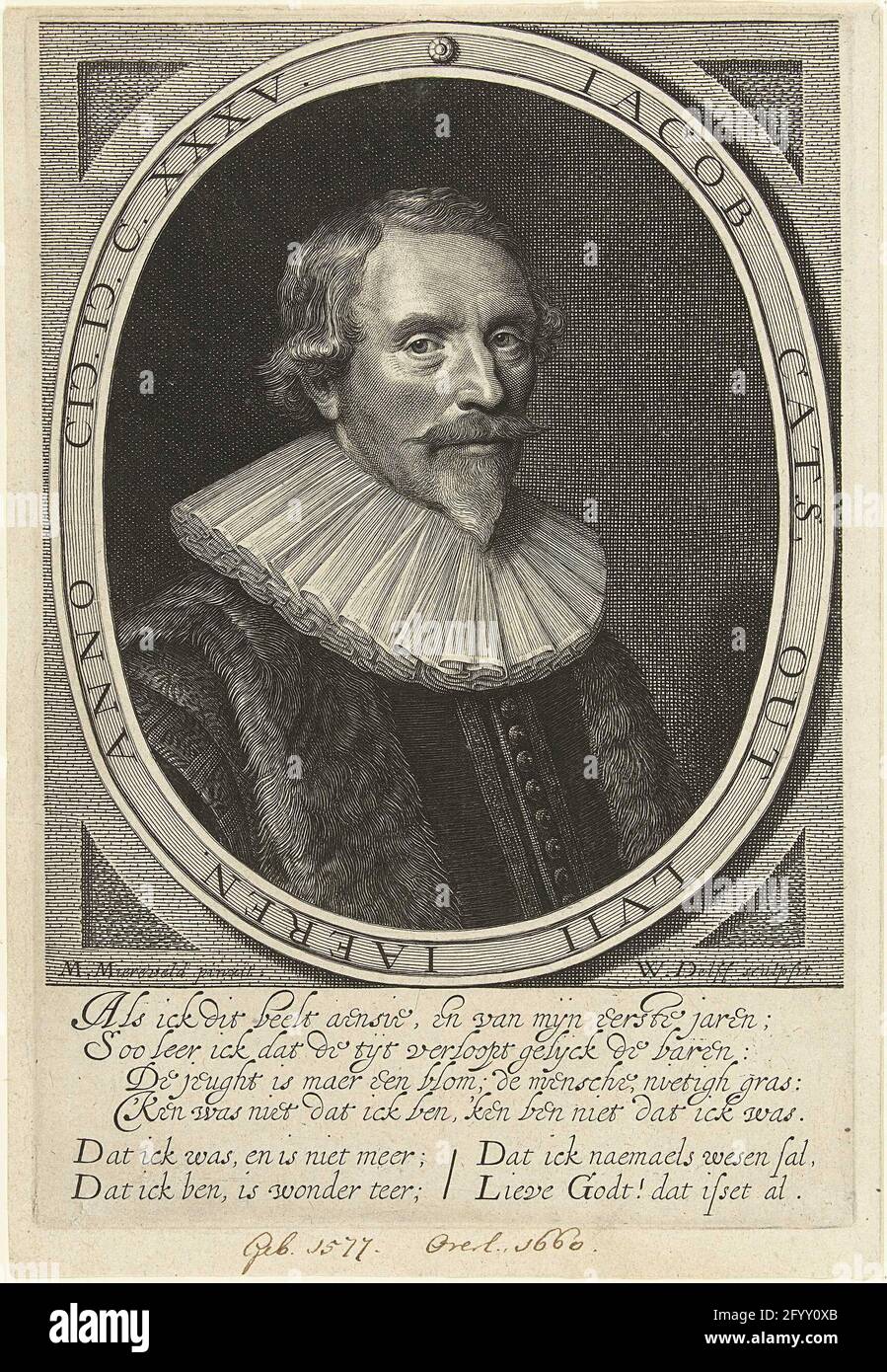 Portrait of Jacob Cats at the age of 57. Portrait of Jacob Cats at the ...