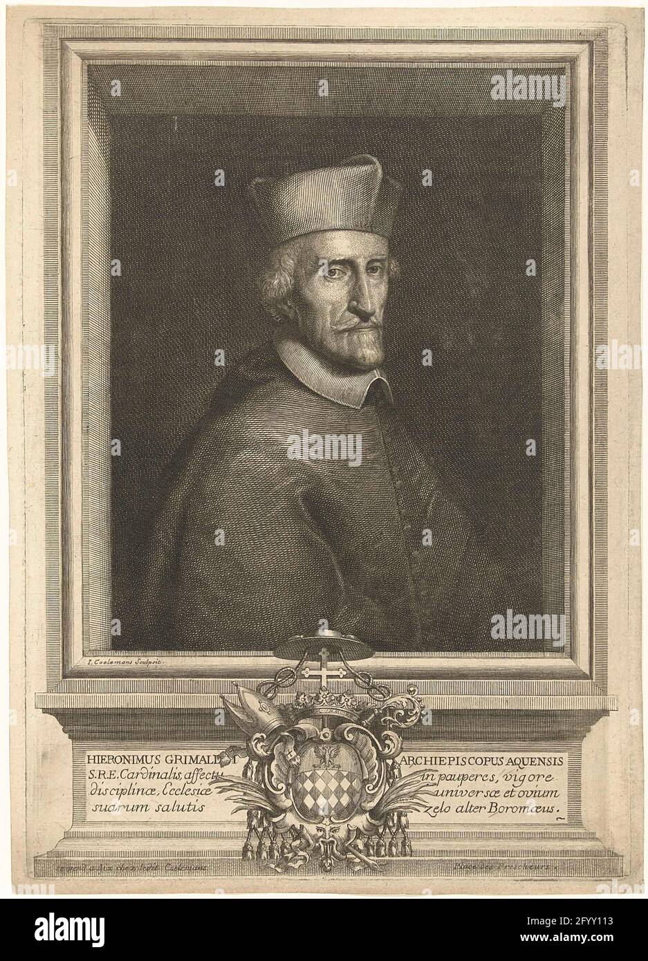 Portrait of Cardinal Hieronymus Grimaldi. Bust of the cardinal with ...