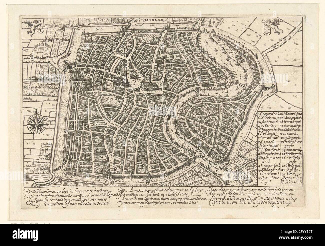 Map of Haarlem; Haerlem. Map of Haarlem. With caption of three verses ...