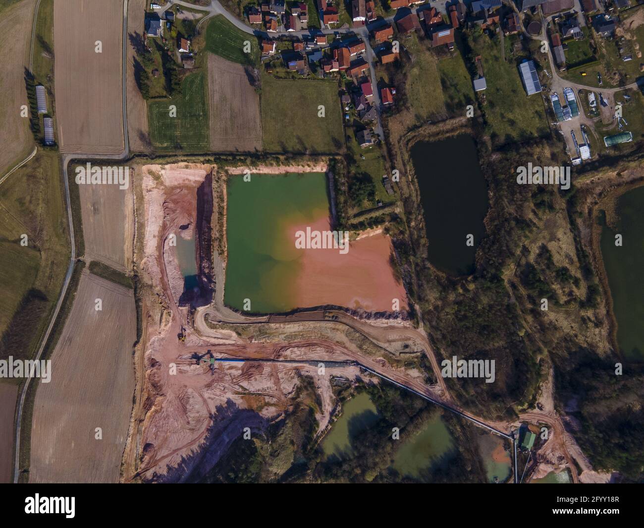 An aerial view of ponds in a rural area Stock Photo - Alamy