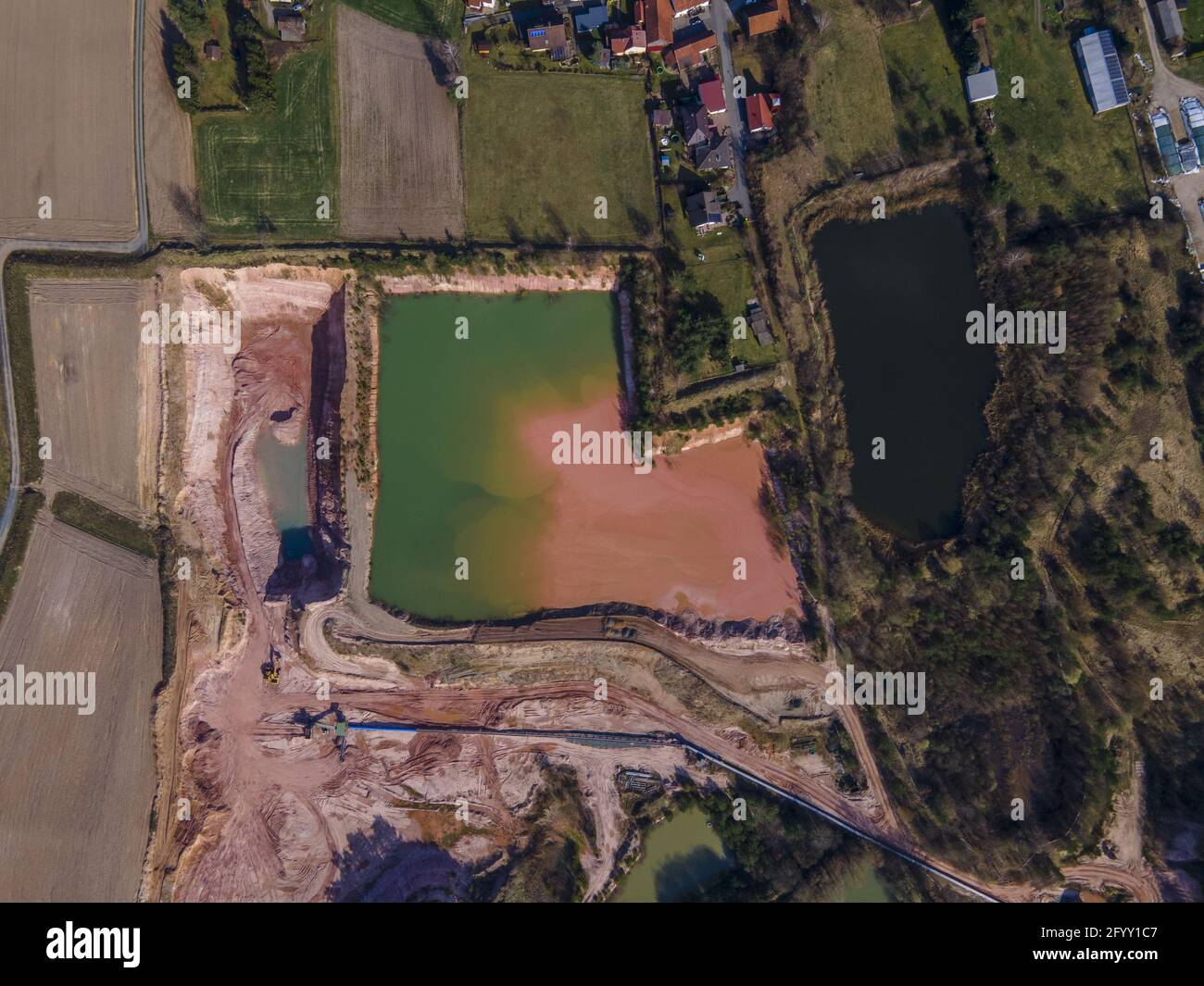 An aerial view of ponds in a rural area Stock Photo - Alamy