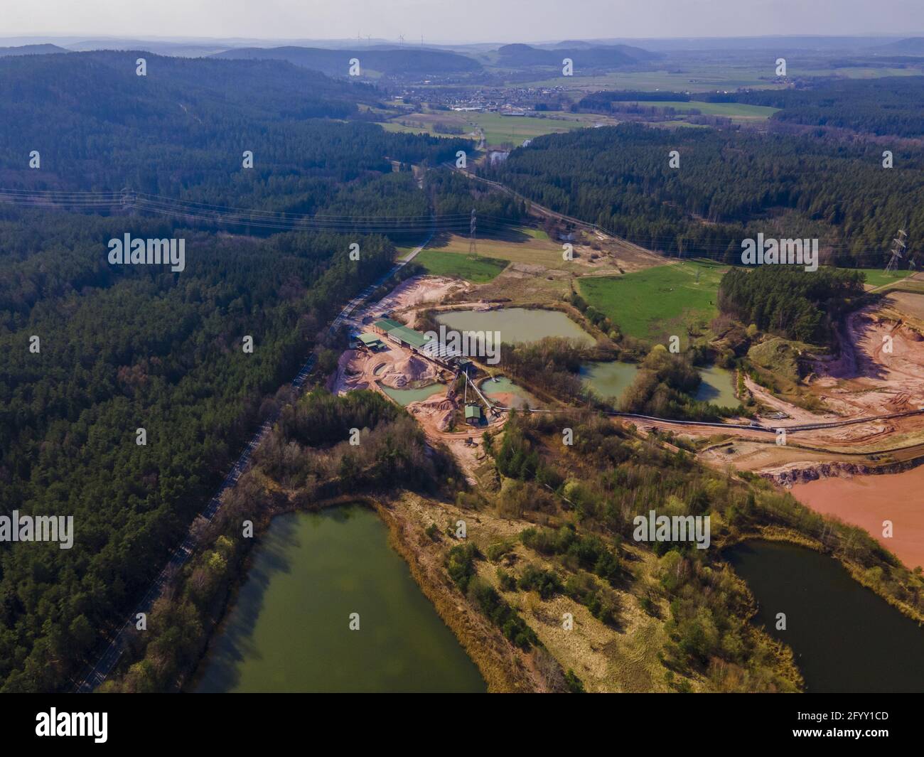 An aerial view of ponds in a rural area Stock Photo - Alamy