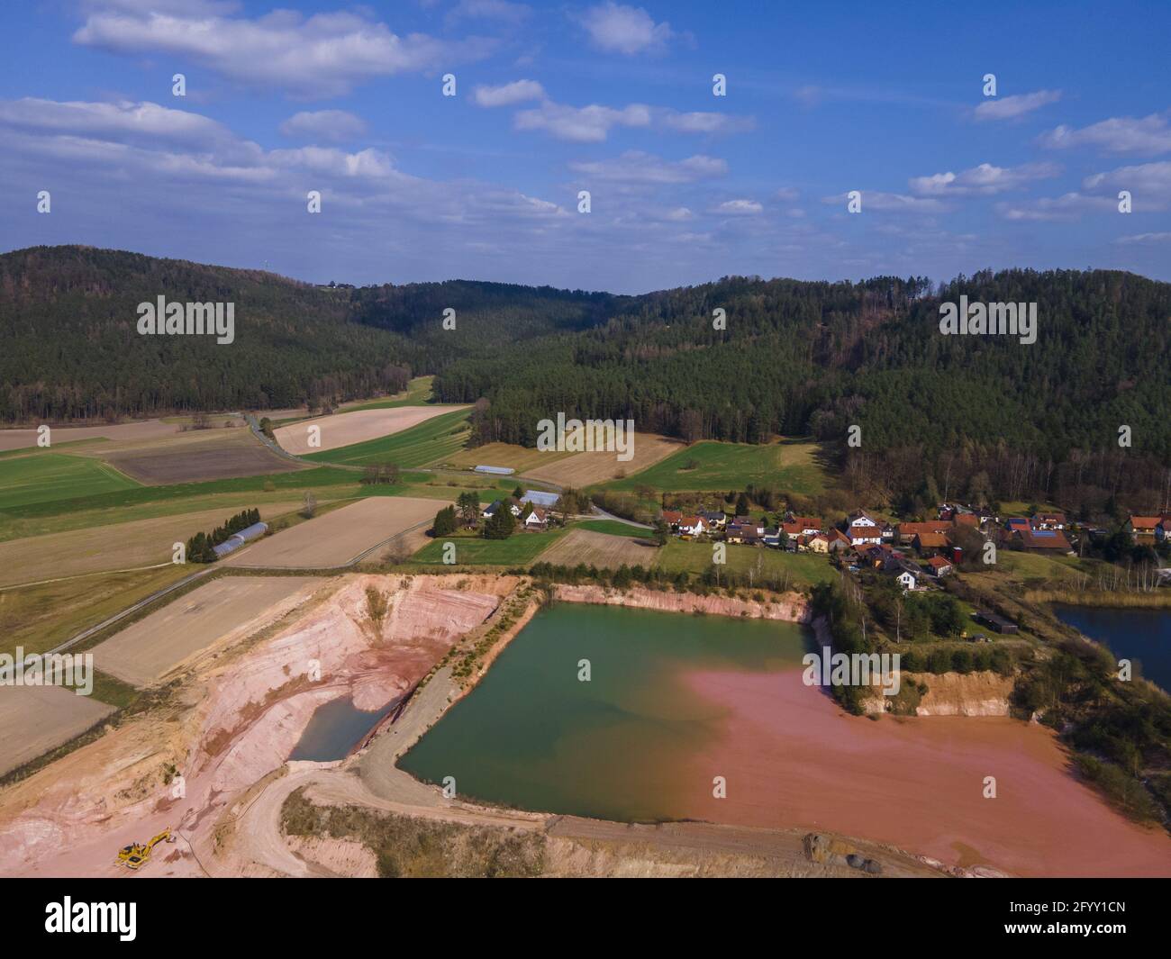 An aerial view of ponds in a rural area Stock Photo - Alamy
