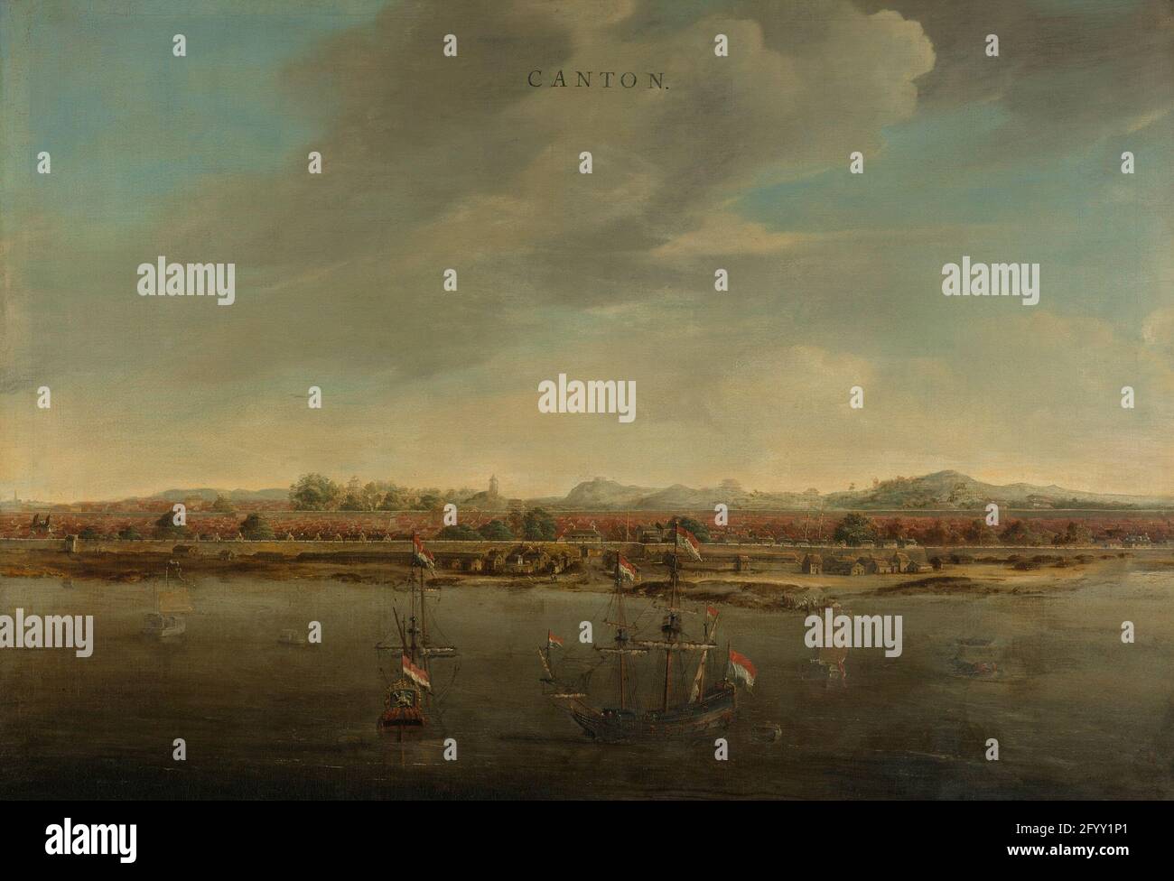 View of Canton in China. During the 17th century European enterprises ...