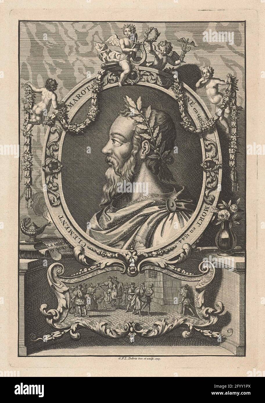 Portrait of poet clement marot. Portrait of french guineateer clement ...