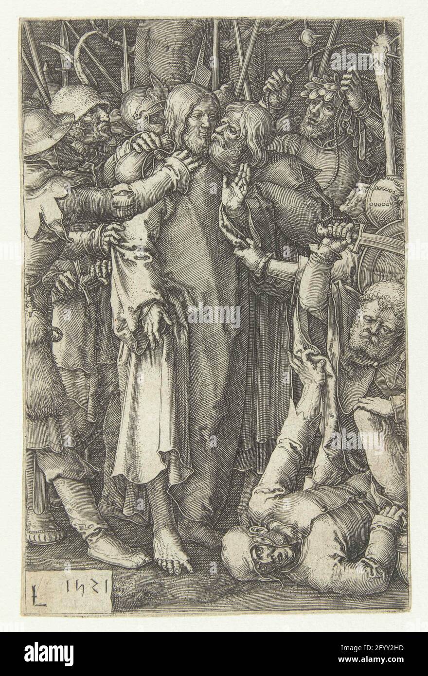Imprisonment of Christ; The little passion. Christ kissed by Judas and ...