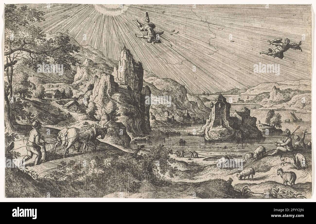 Fall of iCarus; Landscapes with mythological and biblical performances ...