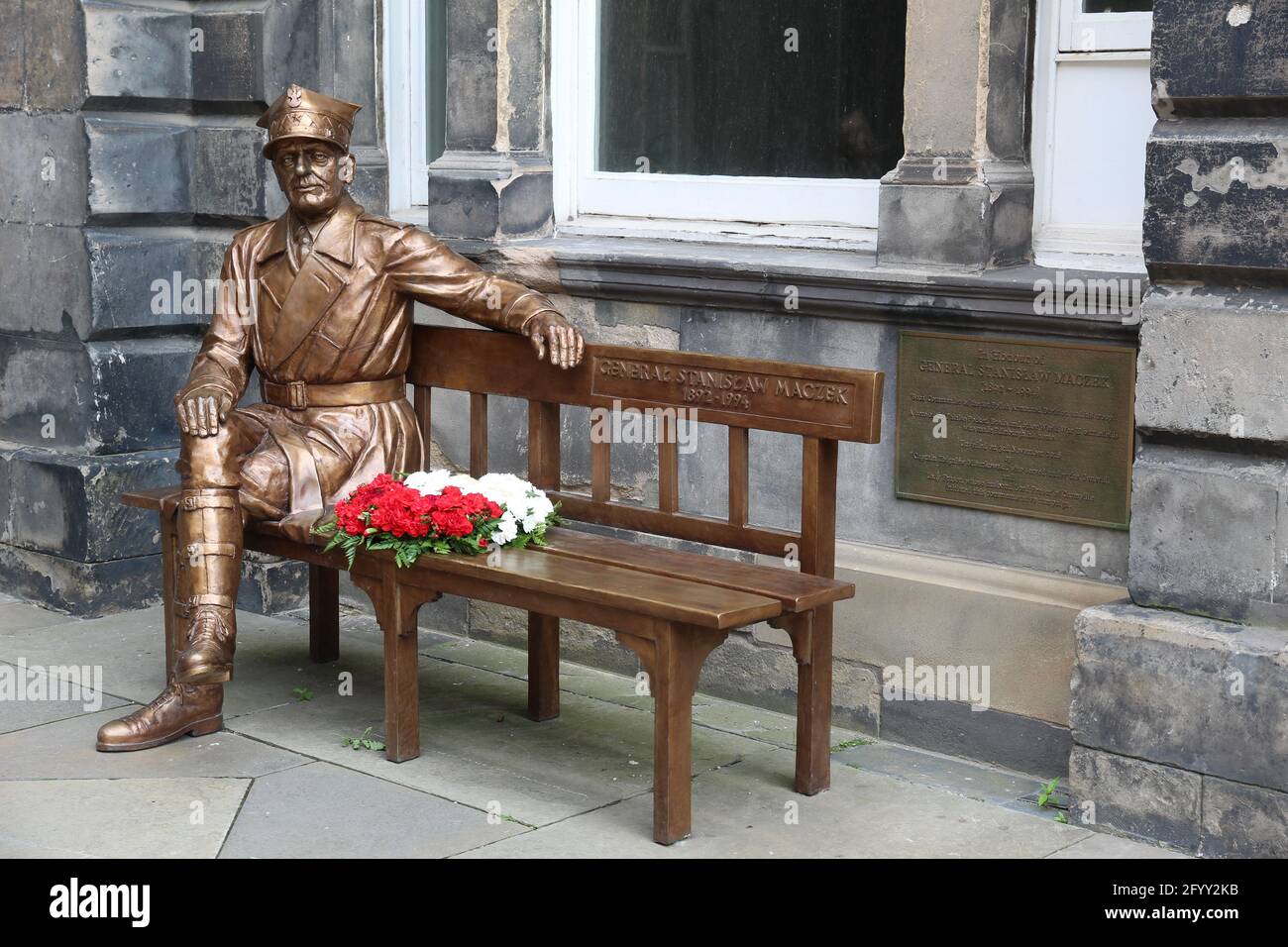 Statue of Polish WWII General Stanislaw Maczek Sitting on a Bench ...