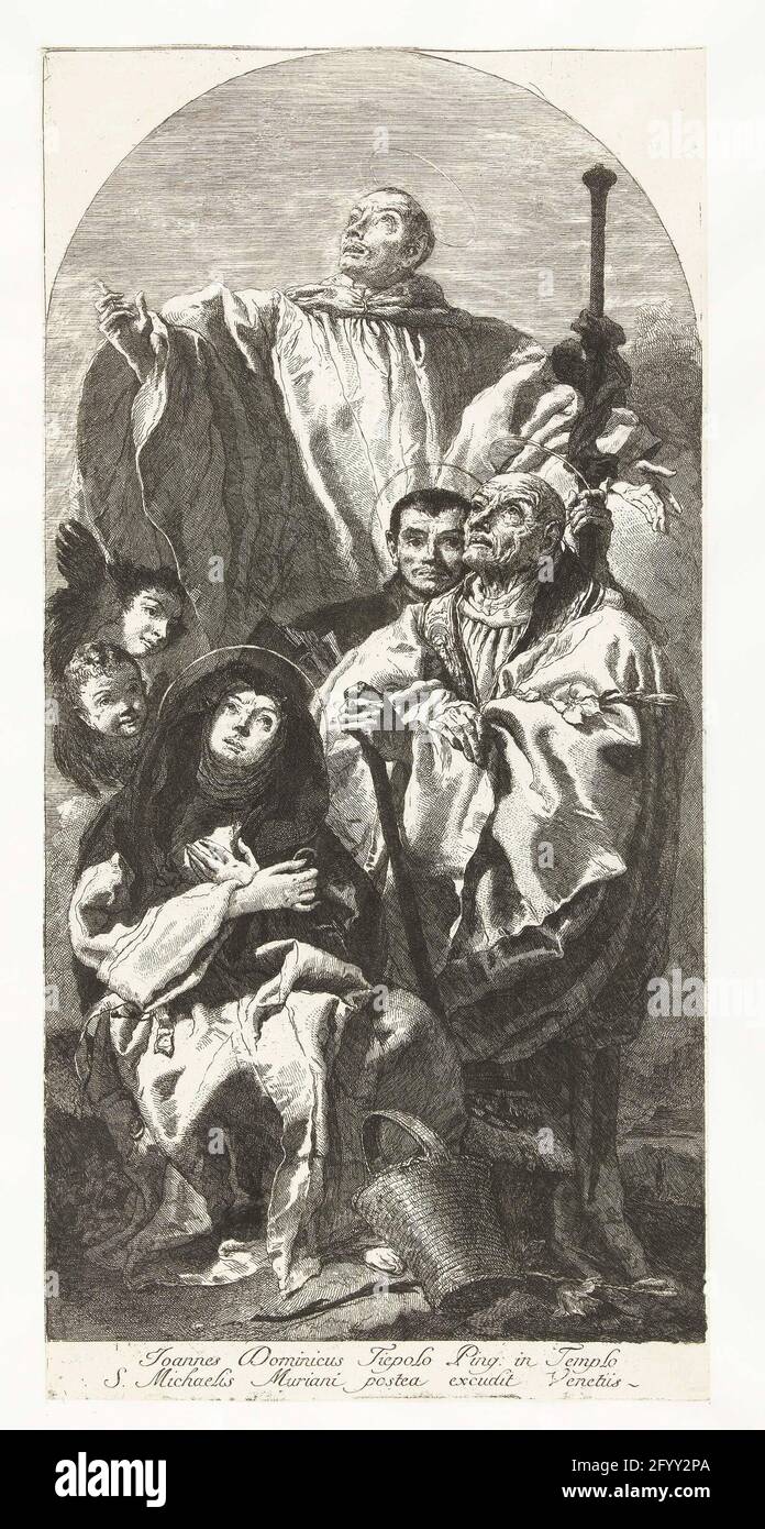 Three male saints and female saint of Benedictine Order Stock Photo - Alamy