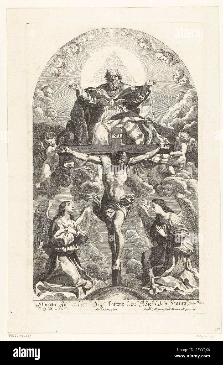 Holy Trinity. Christ is hanging on the cross, surrounded by angels ...