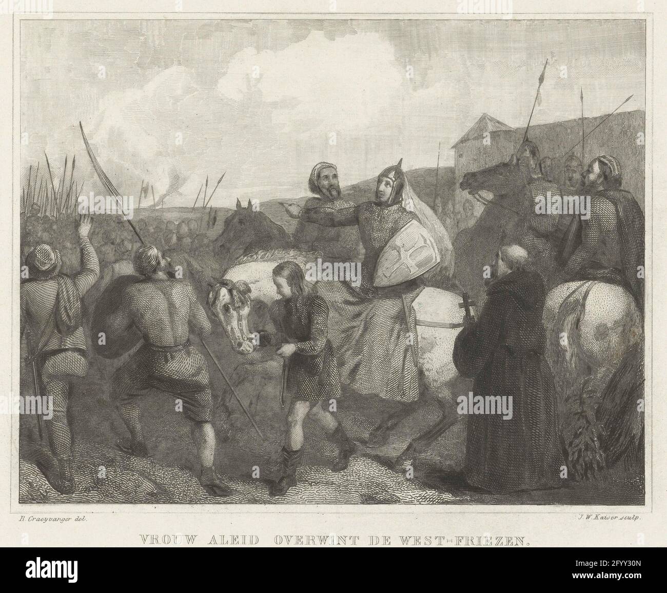 Aleid overcomes the West Friesen, 1195; Woman Aleid overcomes West ...