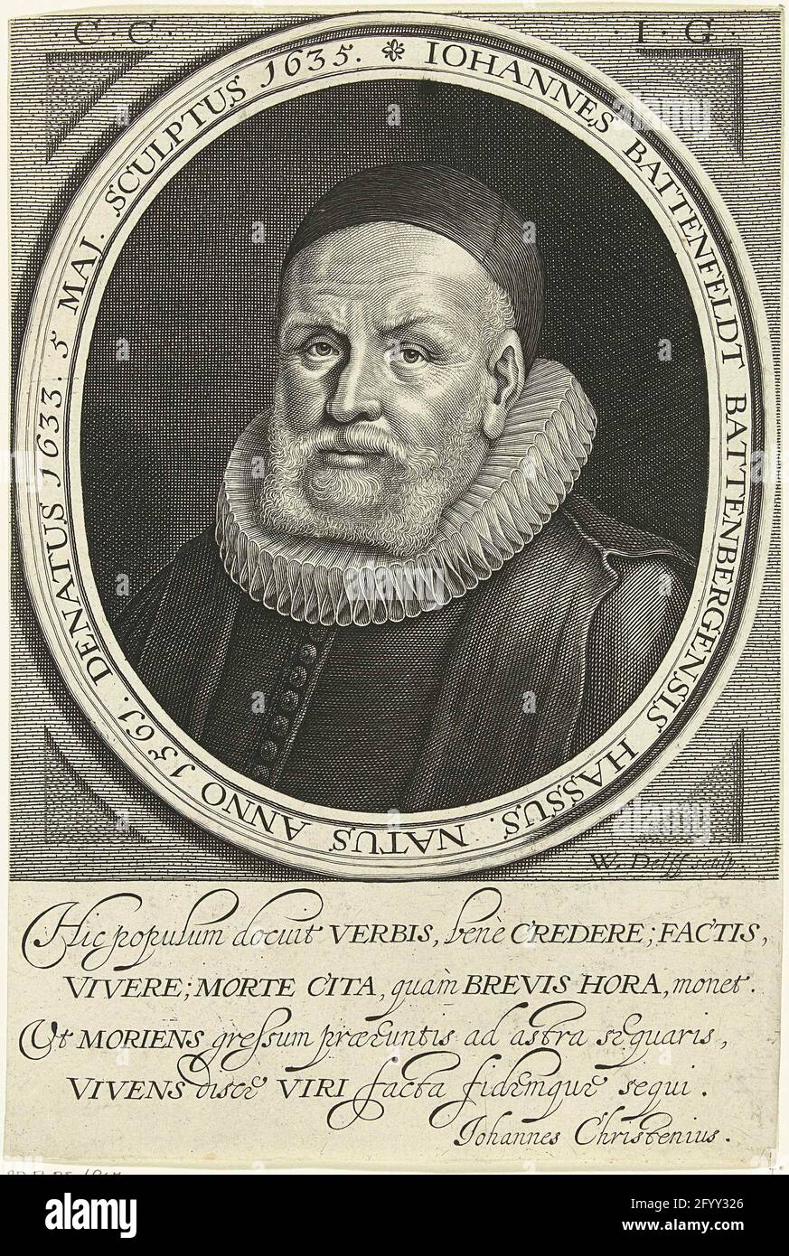 Portrait of Luther's preacher Johan van Batteveld; Iohannes Battenfeldt ...