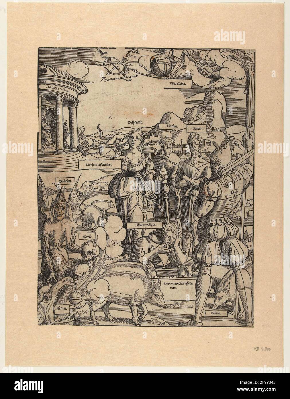 The lost son eats from the pigstrog; Allegory of the lost son. One of ...