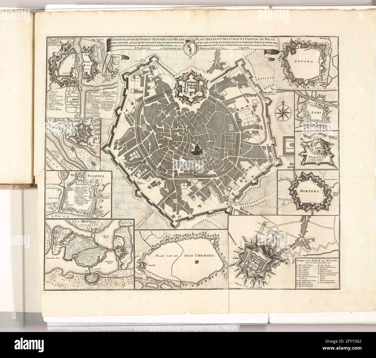 Millan map, 1733; Accuraet plan of the city and the castle of Milaen ...