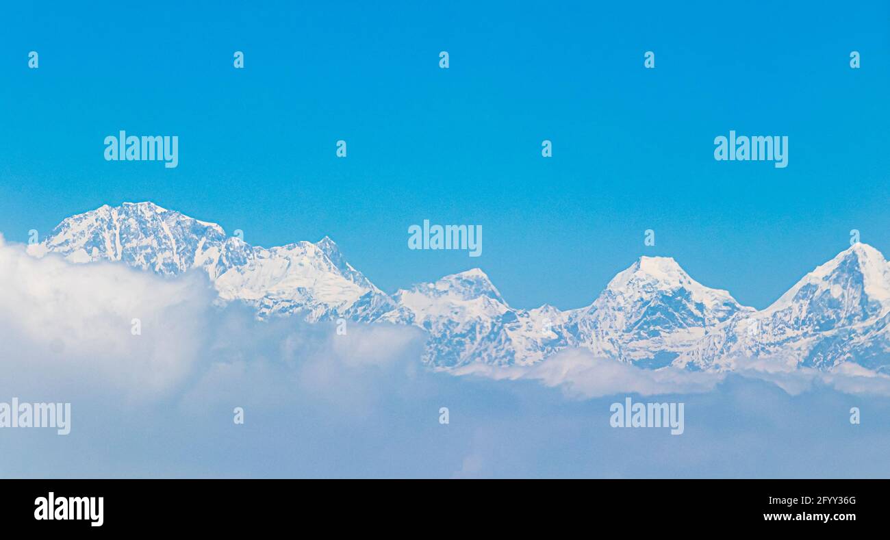 Mount Everest in the Himalayas. 8848 m high. The highest mountain on ...