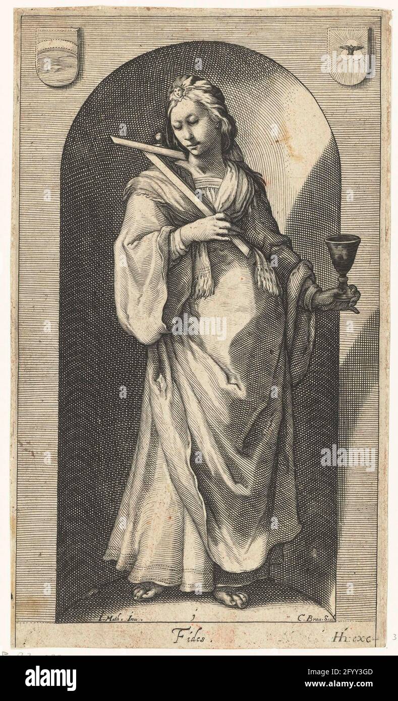 Fides (faith); Fides; The three theological virtues. Fides with a cross ...