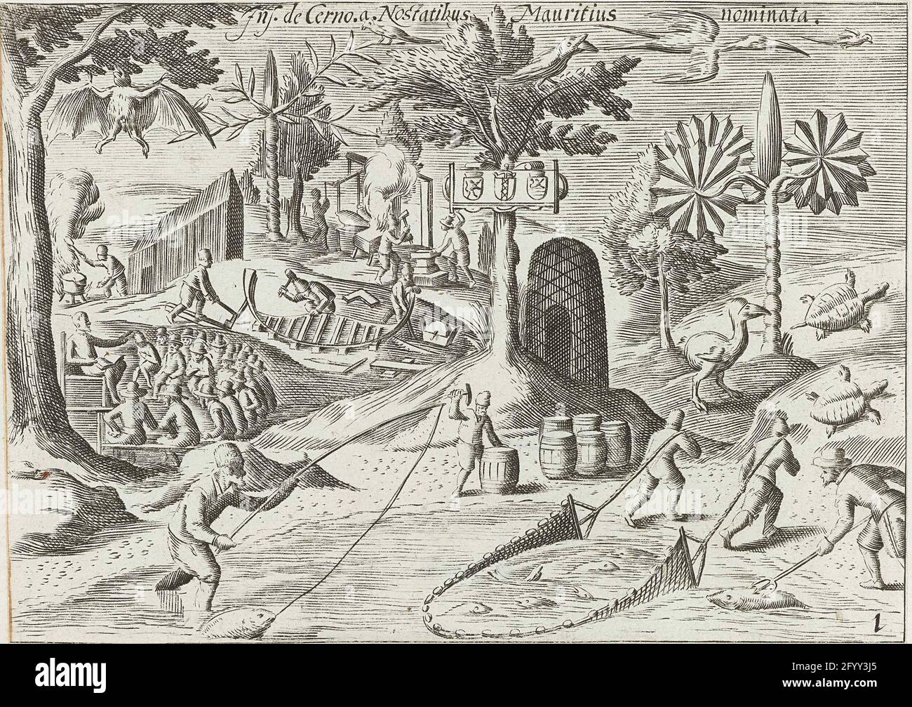 Camp of the Dutch at Mauritius, 1598; Ins. The Cerno. a. Nostatibus ...