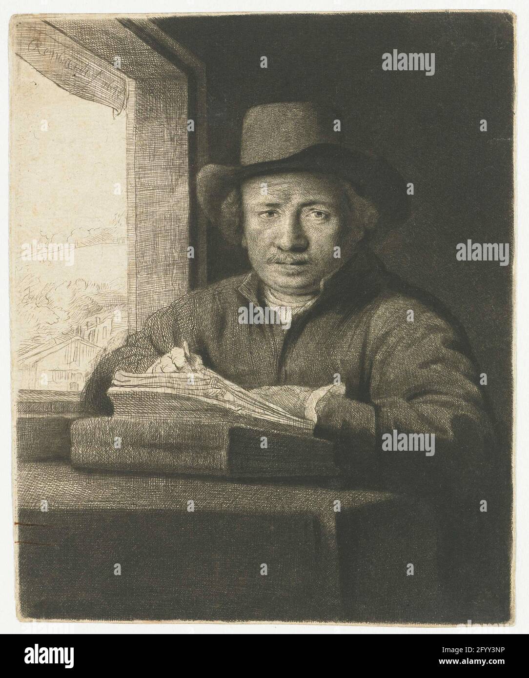Self-Portrait, Drawing by a Window Stock Photo - Alamy