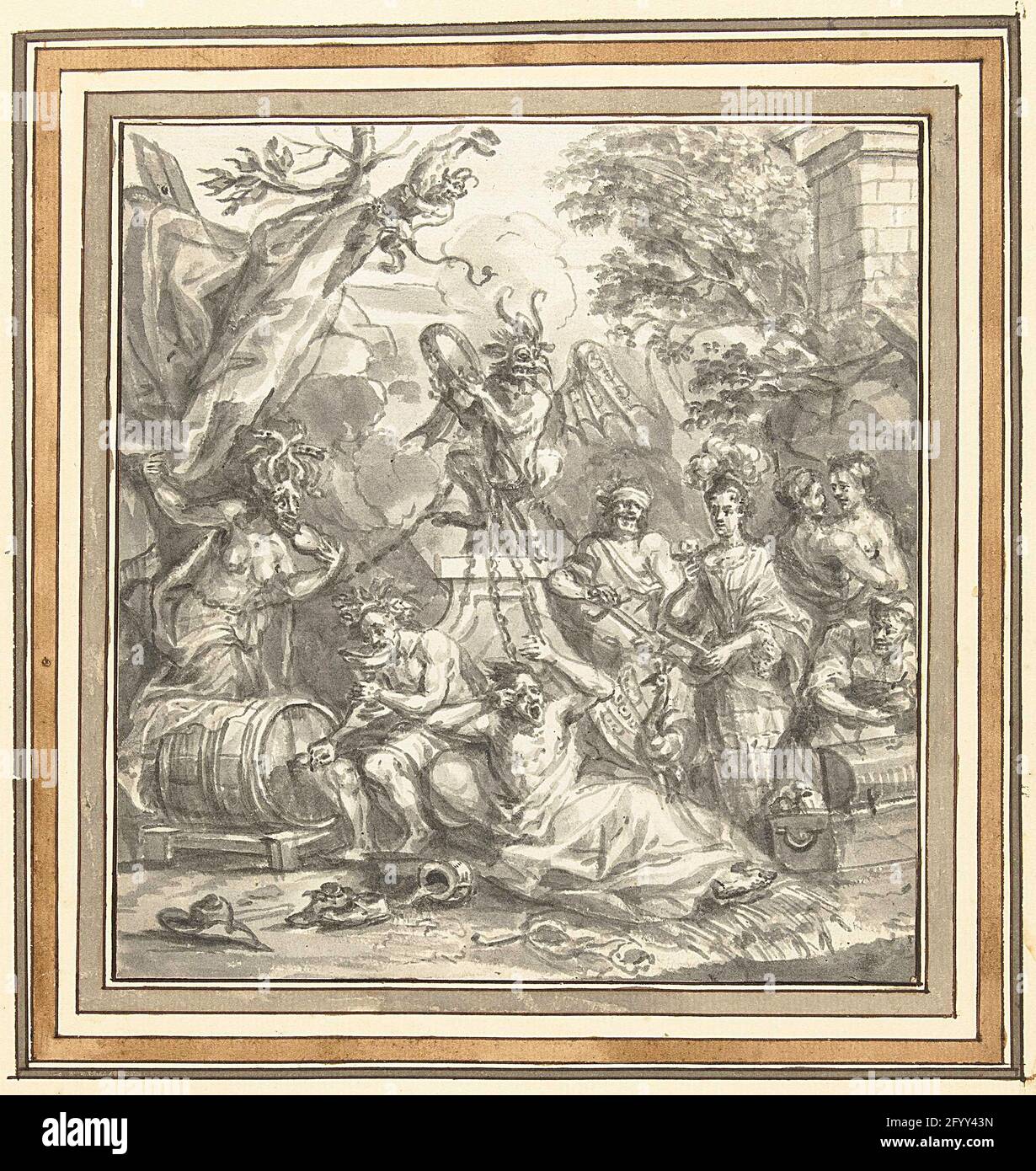 The seven deadly sins, chained to the devil Stock Photo - Alamy