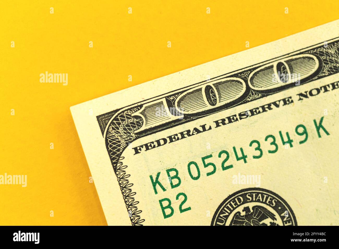 Concept of money deposit with one hundred dollar bill on the office ...