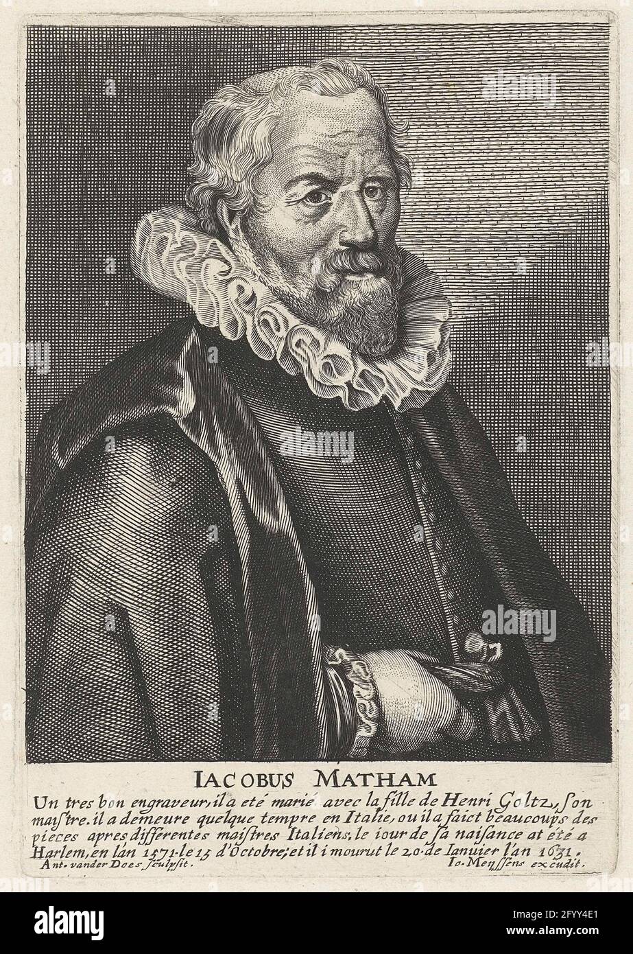 Portrait of Jacob Matham. Portrait of Jacob Matham, standing in half ...